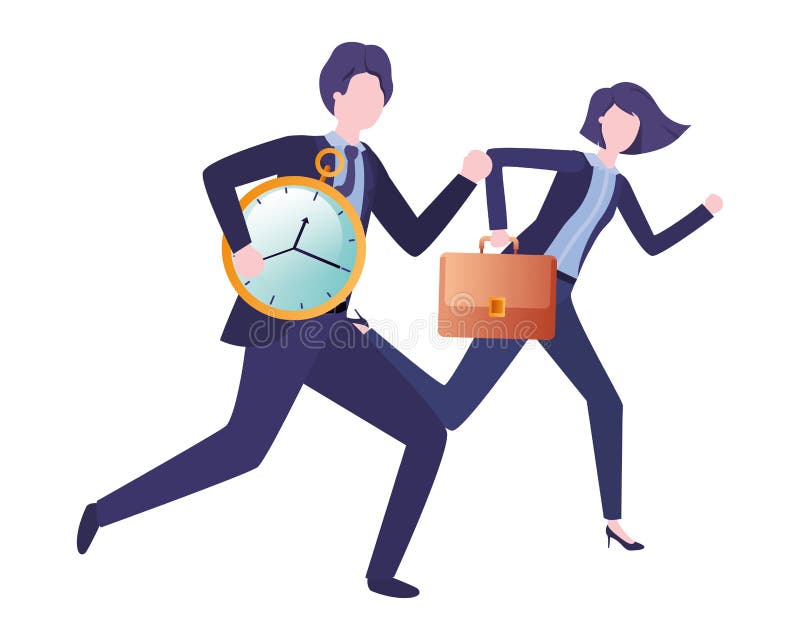 Business Couple with Clock Avatar Character Stock Vector - Illustration ...
