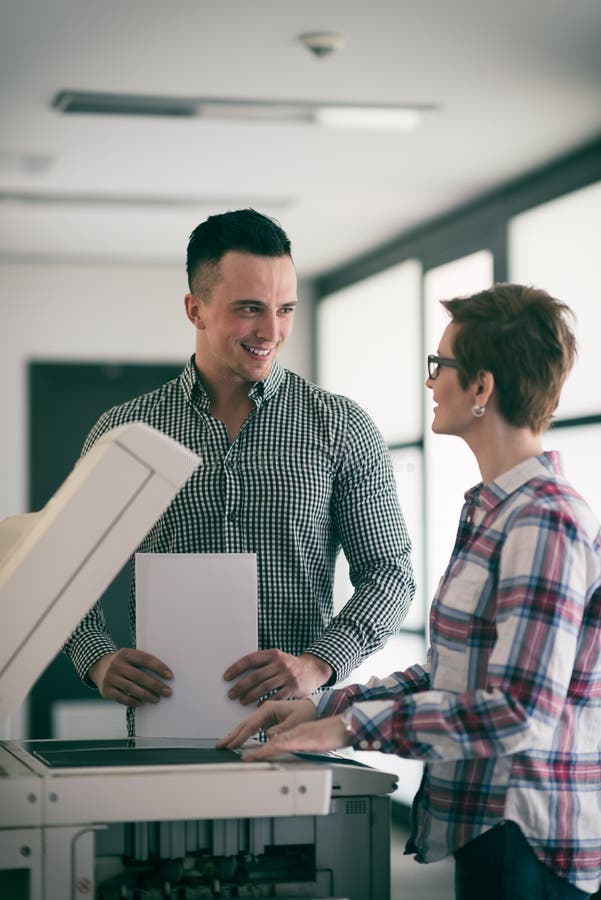 Business Couple Copy Documents Stock Photo - Image of photocopy ...