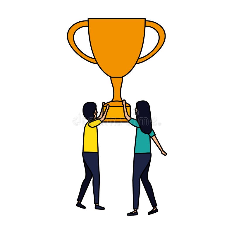 Man lifting trophy stock illustration. Illustration of yellow - 10430237