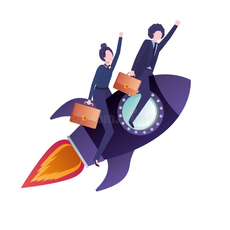 Business Couple with Rocket Avatar Character Stock Vector ...