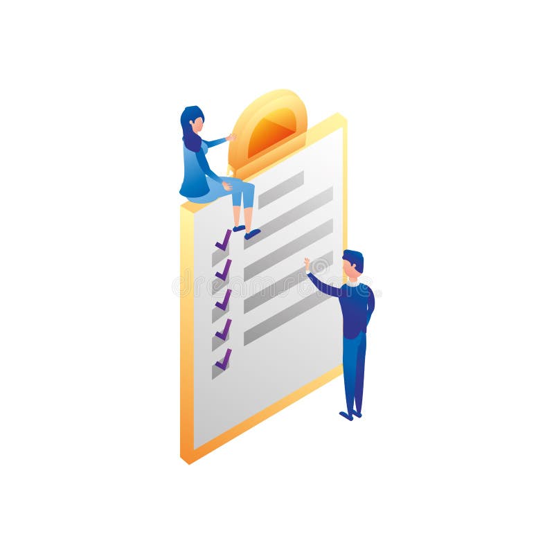 Workers with checklist stock vector. Illustration of professional ...