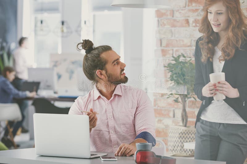 Business Couple Working in Agency Stock Image - Image of laptop, agency ...