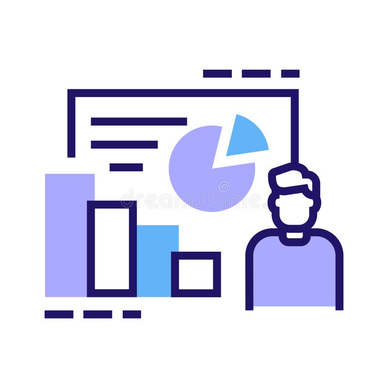 Business Course Color Line Icon. Analytics and Analysis Graph, Chart. Pictogram for Web Page ...