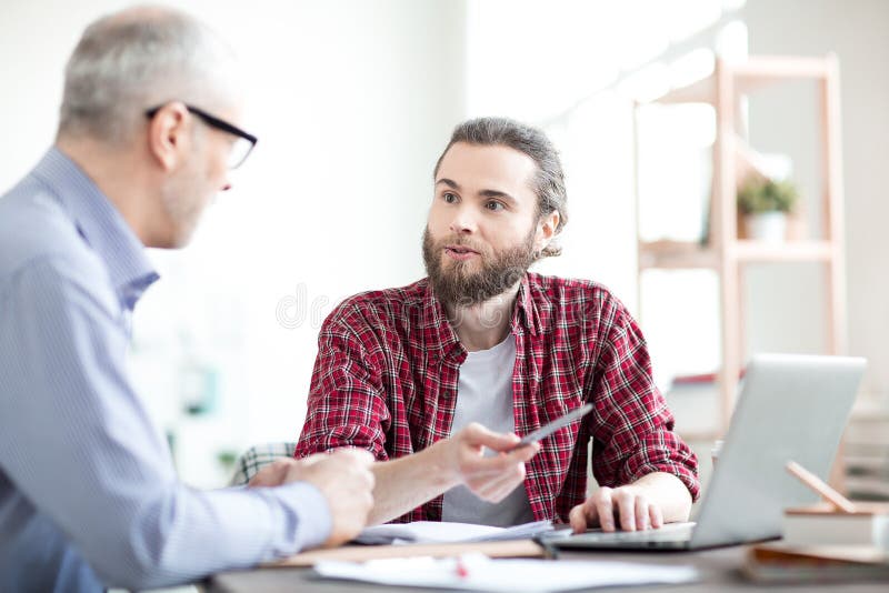 Men using laptop for work stock image. Image of planning - 115131313