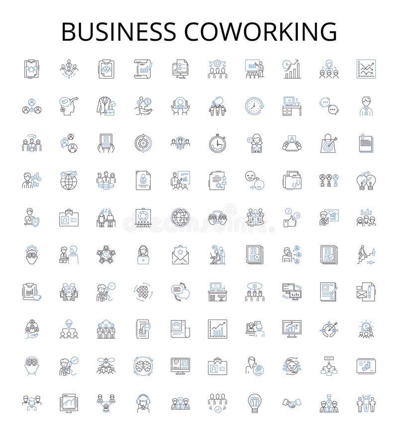 Business Coworking Outline Icons Collection. Co-working, Business ...
