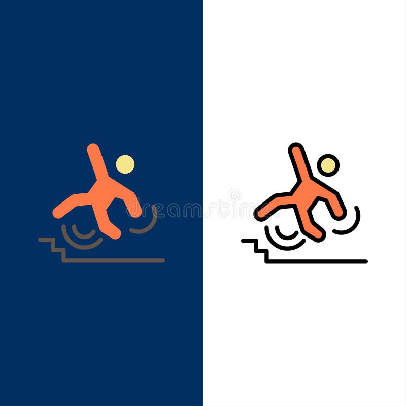 Business, Crash, Failed, Failure, Fall Icons. Flat and Line Filled Icon ...