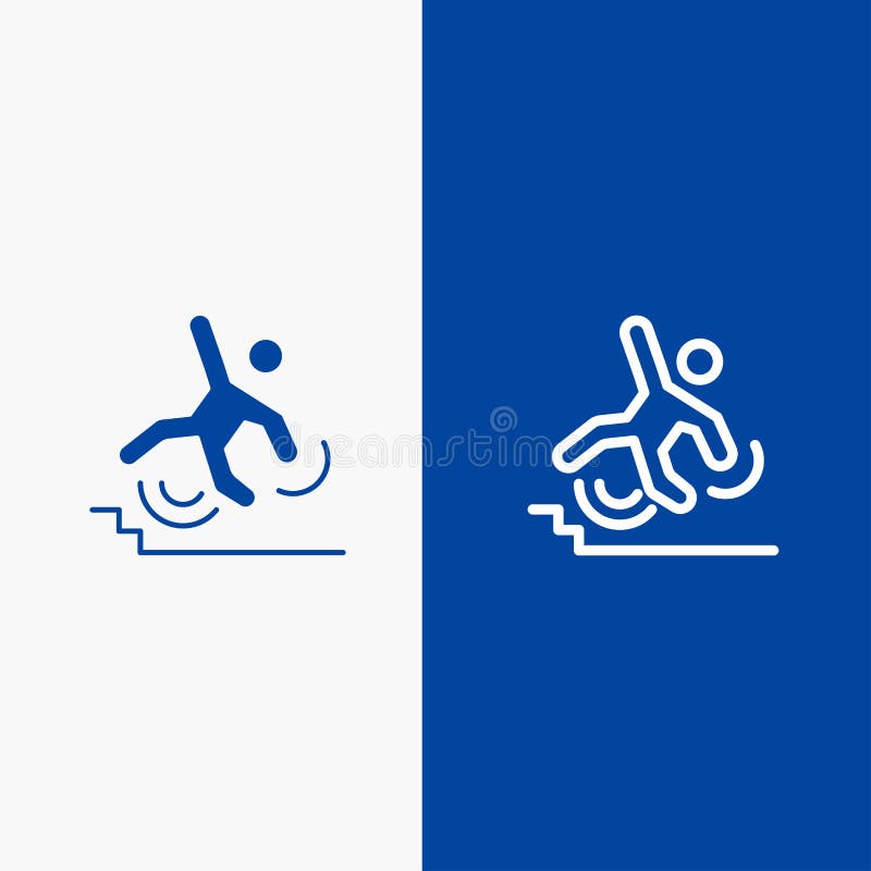 Business, Crash, Failed, Failure, Fall Line and Glyph Solid Icon Blue ...