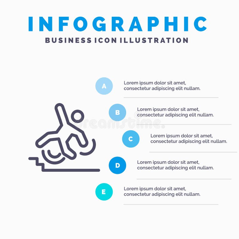 Business, Crash, Failed, Failure, Fall Line Icon with 5 Steps ...