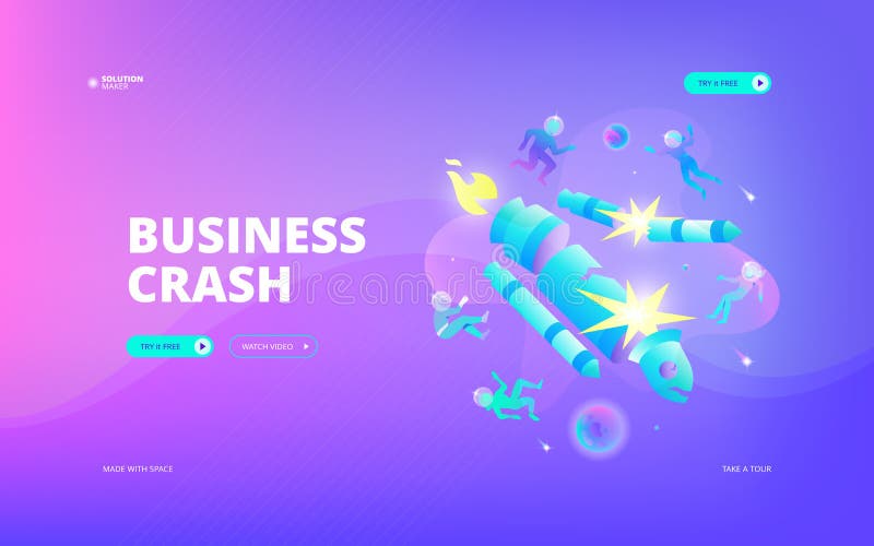 Business crash web banner stock vector. Illustration of failure - 115023989