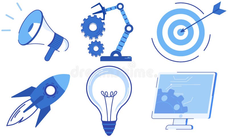 Business Creation, New Project Planning Elements. Set of Startup Icons ...