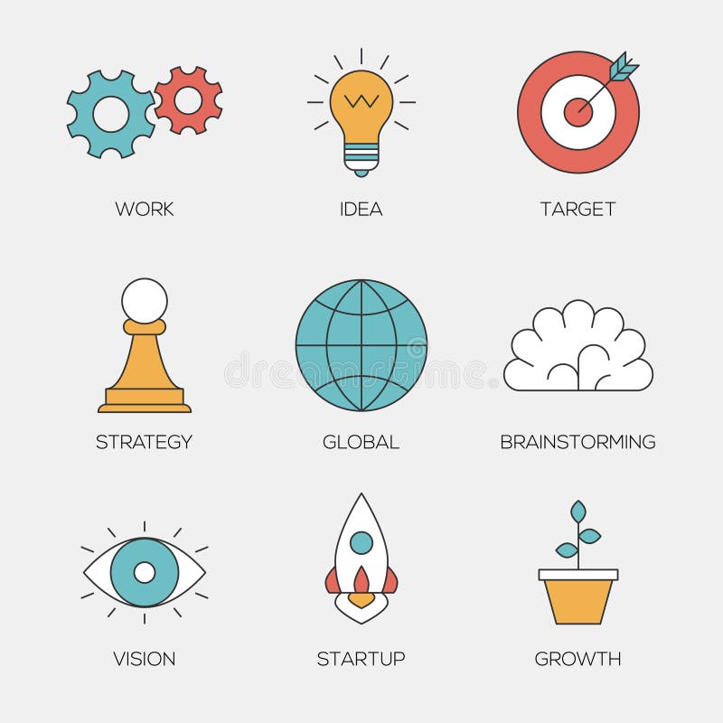 Business Creative Color Line Icons Stock Vector - Illustration of start ...