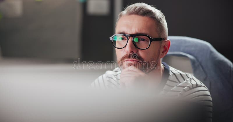 Business, Creative and Man with Computer, Thinking and Copywriter with ...