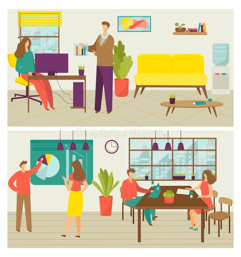 Business Creative Teamwork Banners Set of Vector Illustration. People ...