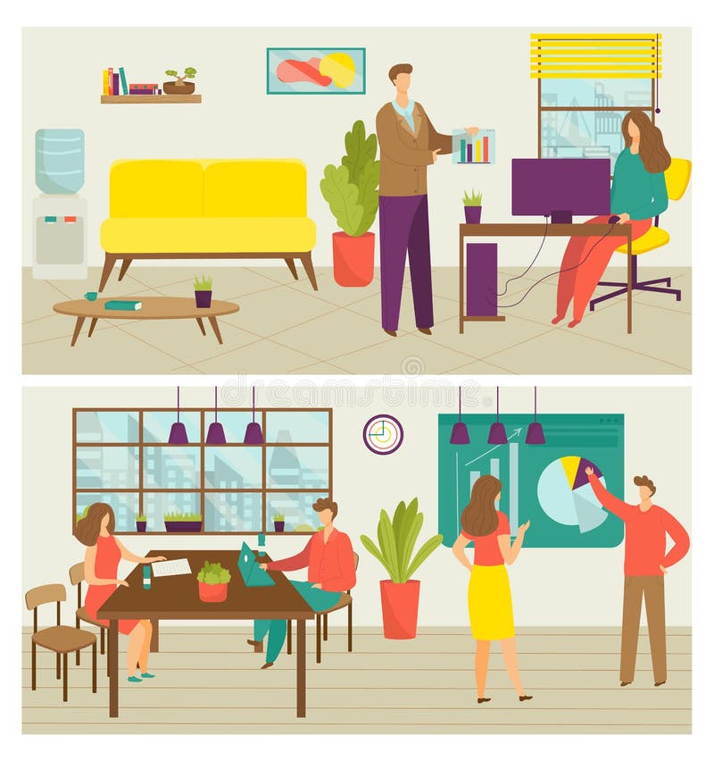 Business Creative Teamwork Banners Set of Vector Illustration. People ...