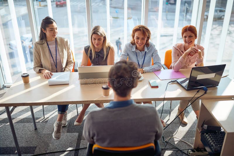 Business Creative Women Interview Man Candidate for Job Stock Image ...