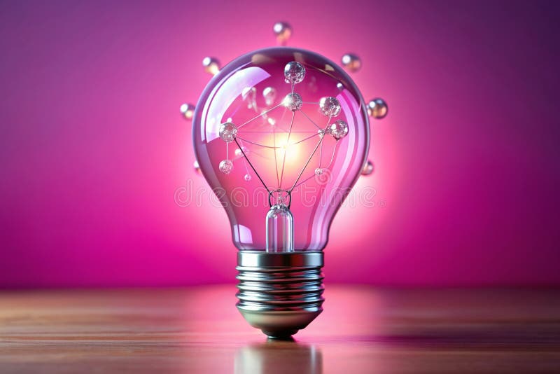 Business Creativity and Inspiration Concepts with a Lightbulb on a Pink ...
