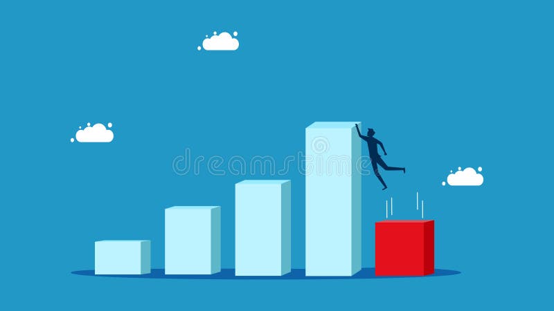 Business Crisis. Businessman Falling from Growth Bar Graph Stock Vector ...