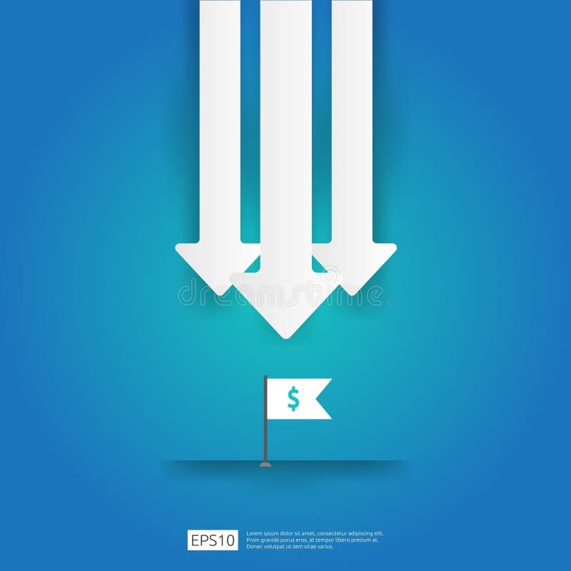 Business Crisis Concept. Money Fall Down with Arrow Decrease Symbol ...