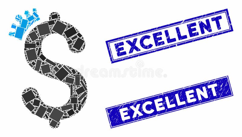 Business Crown Mosaic and Distress Rectangle Excellent Stamp Seals ...