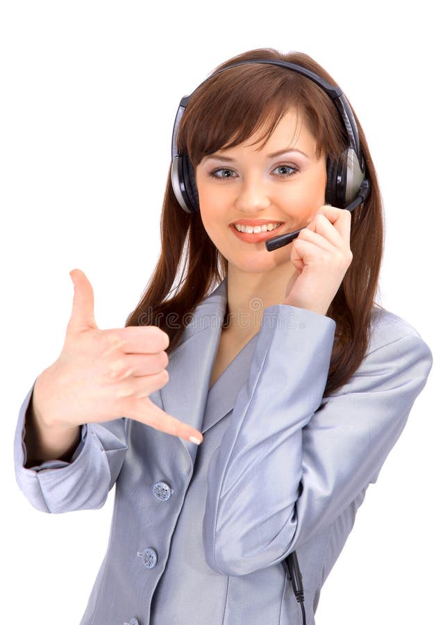 Friendly Tele Banking Operator Stock Image - Image of headphones ...