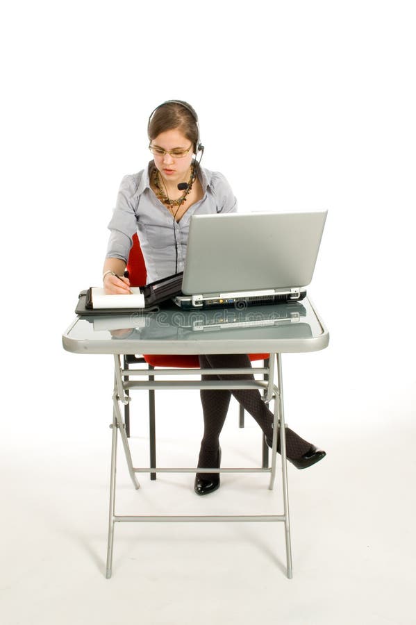 Business Customer Support Operator Woman Smiling Stock Photo - Image of ...