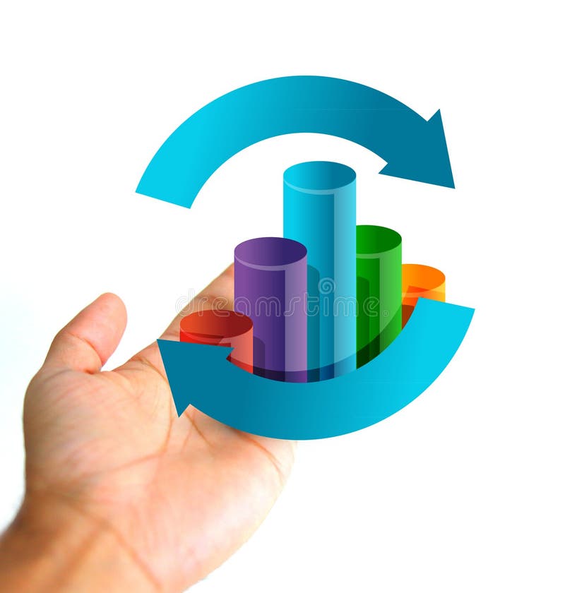 Business Cycle Concept. Hand Holding a Graph Cycle Stock Illustration ...