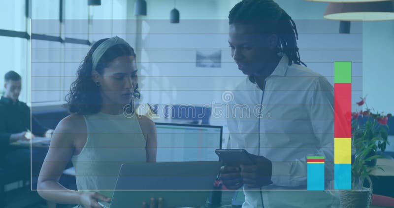 Business Data Analysis Animation Over Colleagues Discussing Work in ...