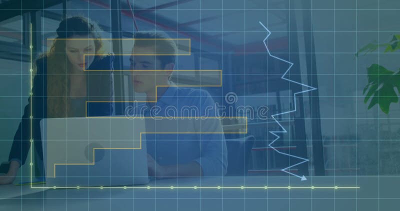 Business Data Analysis Animation Over Colleagues Working Together in ...