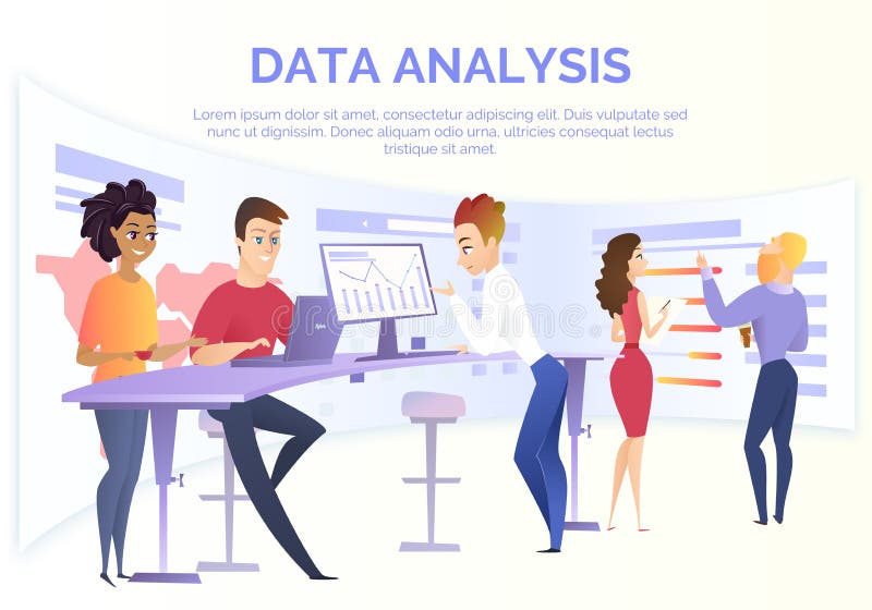 Data Analysis Team Cartoon Vector Concept Stock Vector - Illustration ...