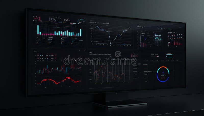 Business Data Analysis Dashboard on Computer Monitor Stock Illustration ...