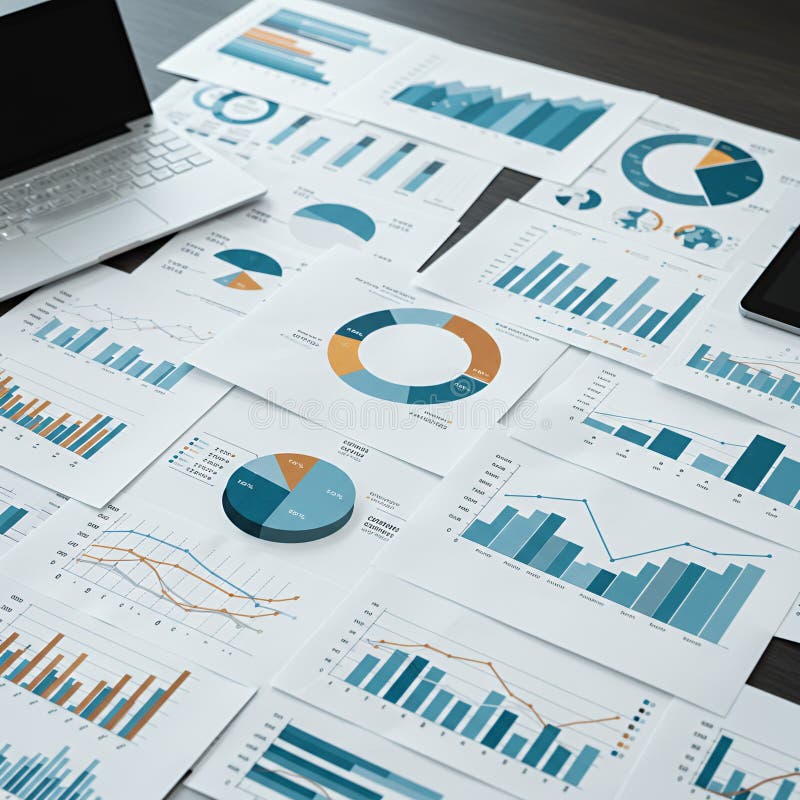 Business Data Analysis Documents with Laptop Stock Photo - Image of management, analysis: 392518874