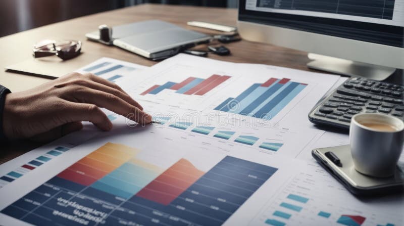 Business Data Analysis with Graphs on Desk Table Stock Image - Image of ...