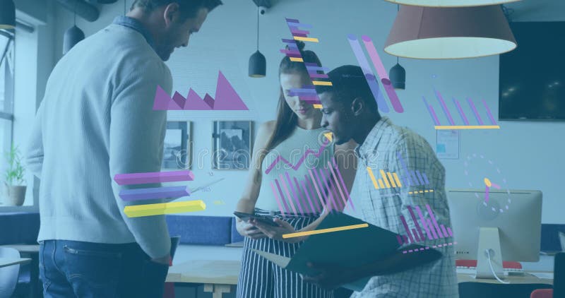 Business Data Analysis Image Over Diverse Colleagues Discussing ...