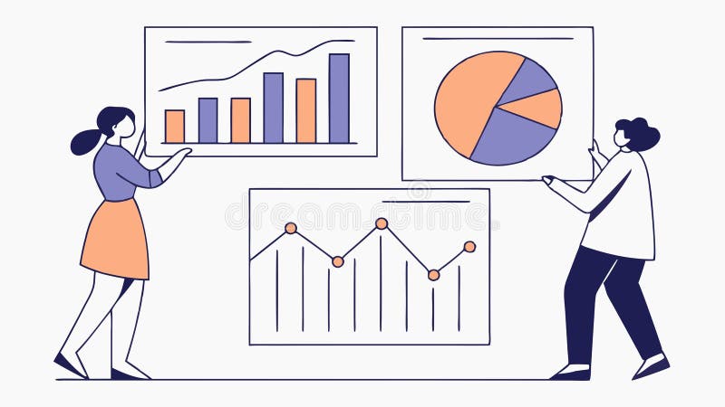 Business Data Analysis, People Working with Charts, Vector Design ...