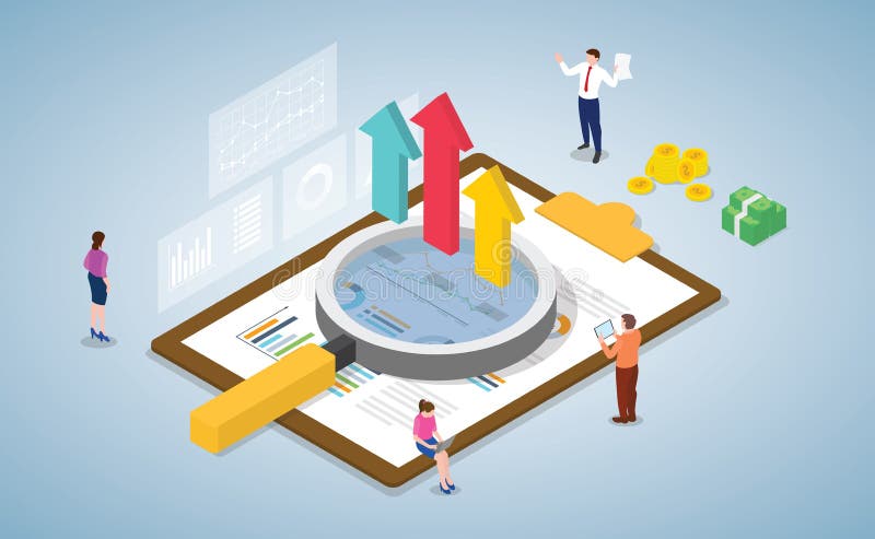 Business Data Analysis with Team and People Working Together on Paper ...