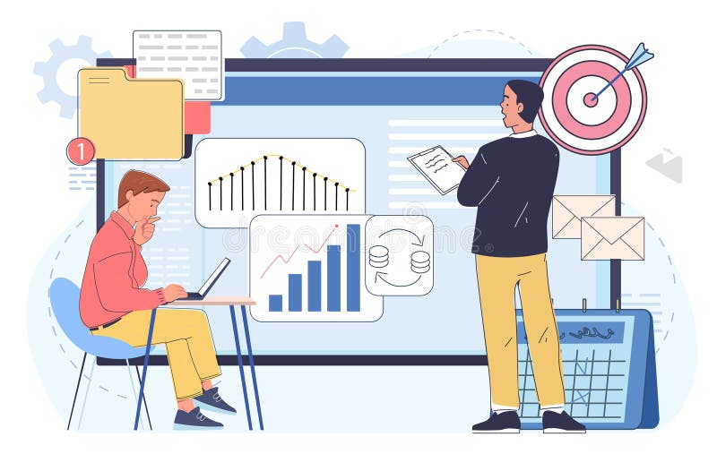 Business Data Analysis Teamwork Concept. Vector Illustration Stock Vector - Illustration of ...