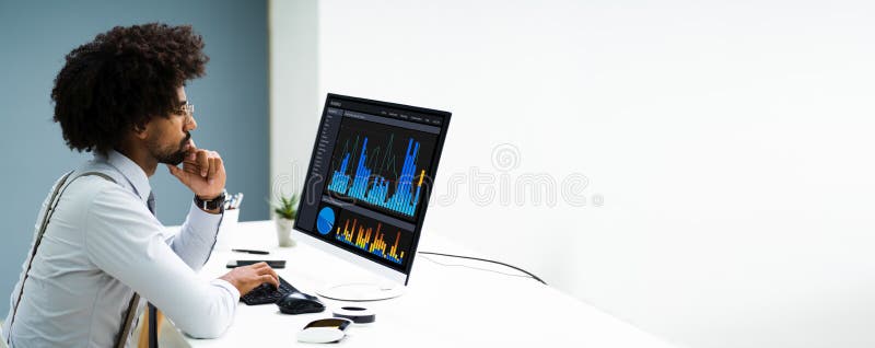 Business Data Analyst Using Computer Stock Image - Image of graph ...