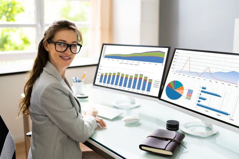 Business Data Analytics. Analyst Woman Stock Image - Image of marketing ...