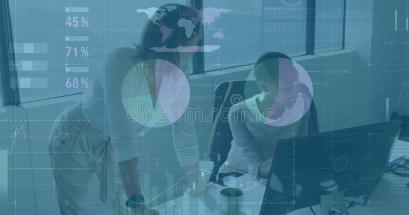 Business Data Analytics Animation Over Colleagues Discussing Work at ...