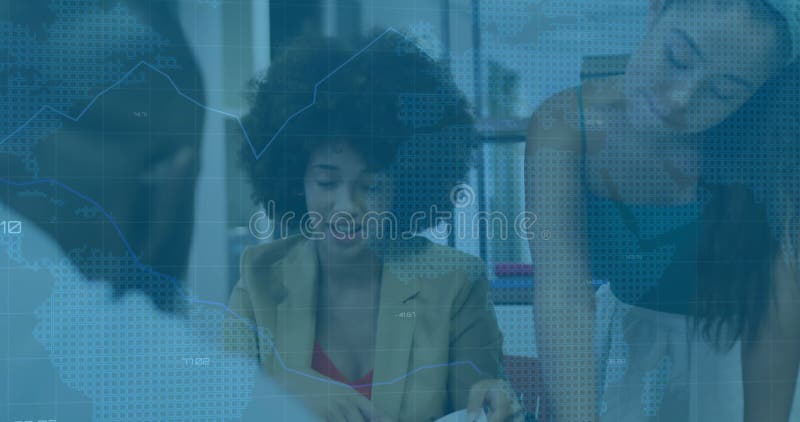 Business Data Analytics Animation Over Diverse Team Collaborating in ...