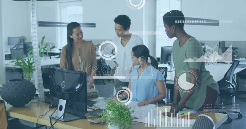 Business Data Analytics Image Over Diverse Team Collaborating in Modern ...