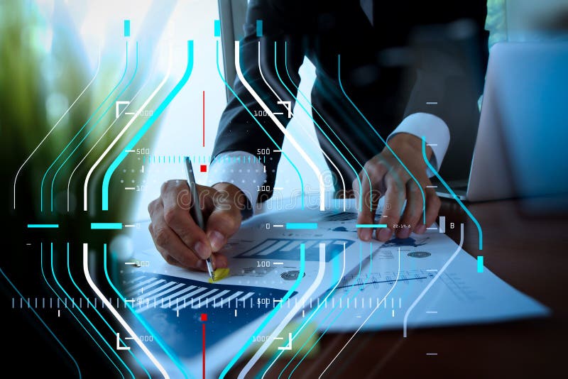 Businessman Hand Working with New Modern Computer and Business S Stock ...