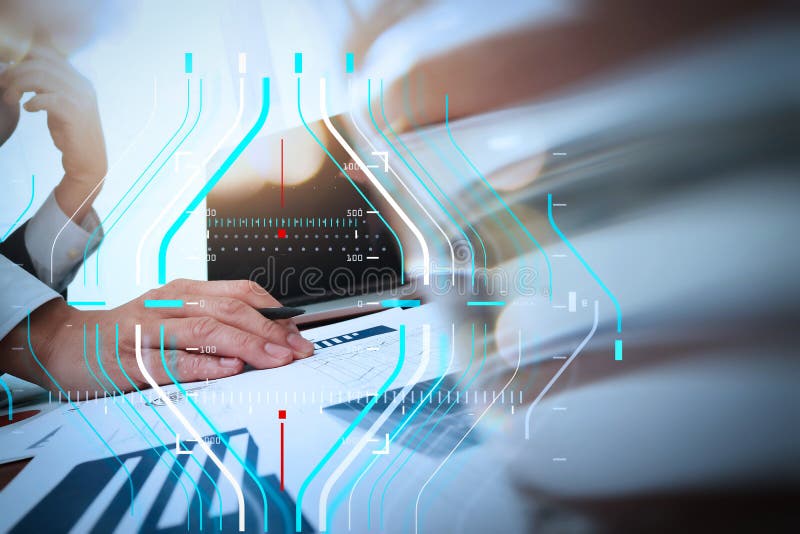 Business Documents on Office Table and Laptop Computer and Graph Stock ...