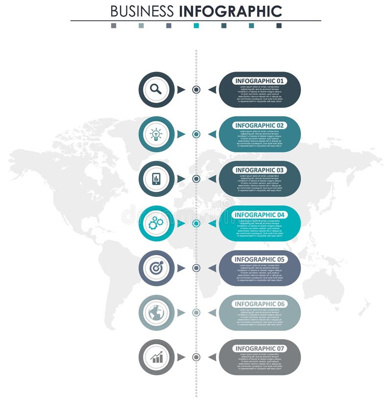 Business Data, Chart. Abstract Elements of Graph, Diagram with 7 Steps ...