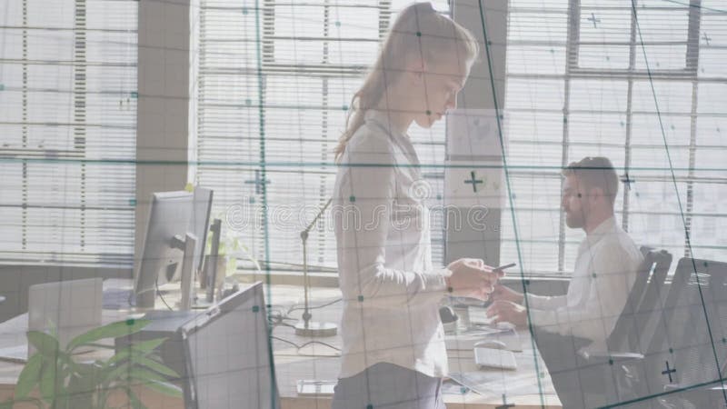 Business Data Chart Animation Over Professionals Working in Modern ...