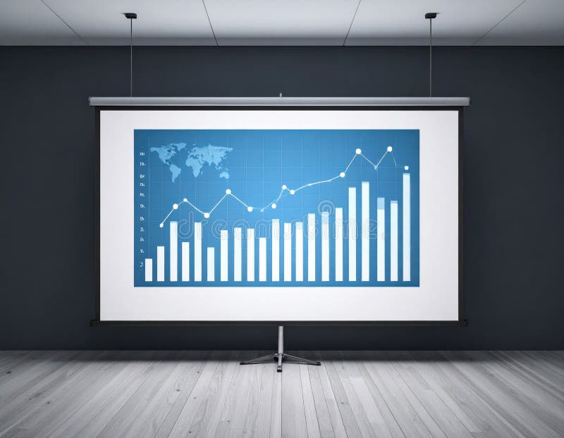 Business Data Chart with Graphs and Statistics on Digital Screen in Conference Room Stock Image ...