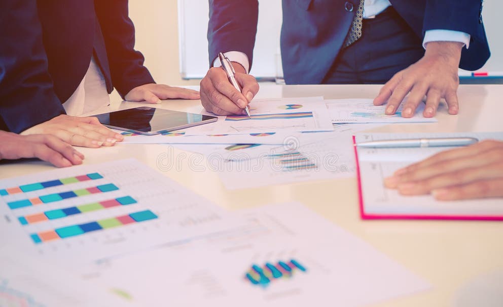 Business Data Chart Report on Meeting Table Stock Image - Image of ...