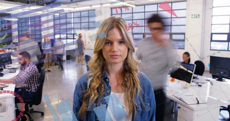 Business Data Charts and Graphs Image Over People Working in Modern ...