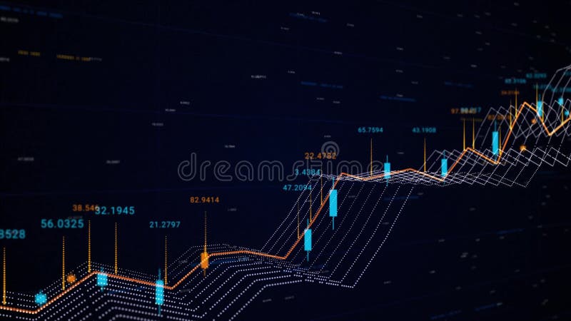 Business Data of the Currency Rate Chart and Economics Decrease and ...