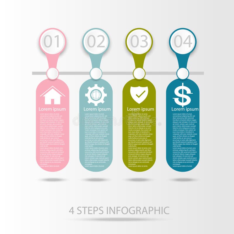 Business Data Infographic Element, Process Chart with 4 Steps Stock ...
